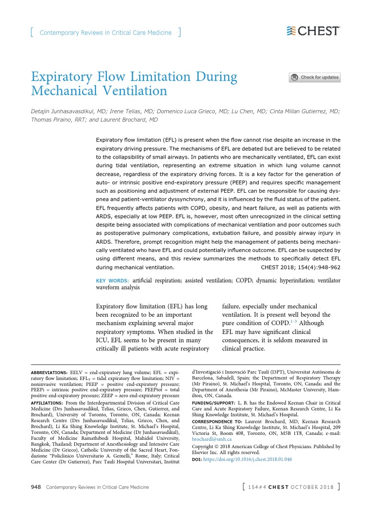 Expiratory Flow Limitation During Mechanical Ventilation CHEST2018 ...