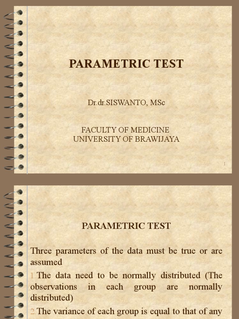 Parametric Test: DR - Dr.Siswanto, MSC | PDF | Correlation And ...