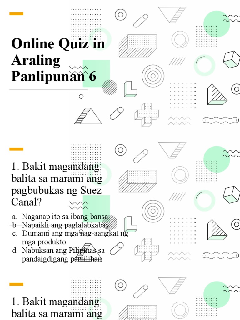 Online Quiz in Araling Panlipunan 6 | PDF