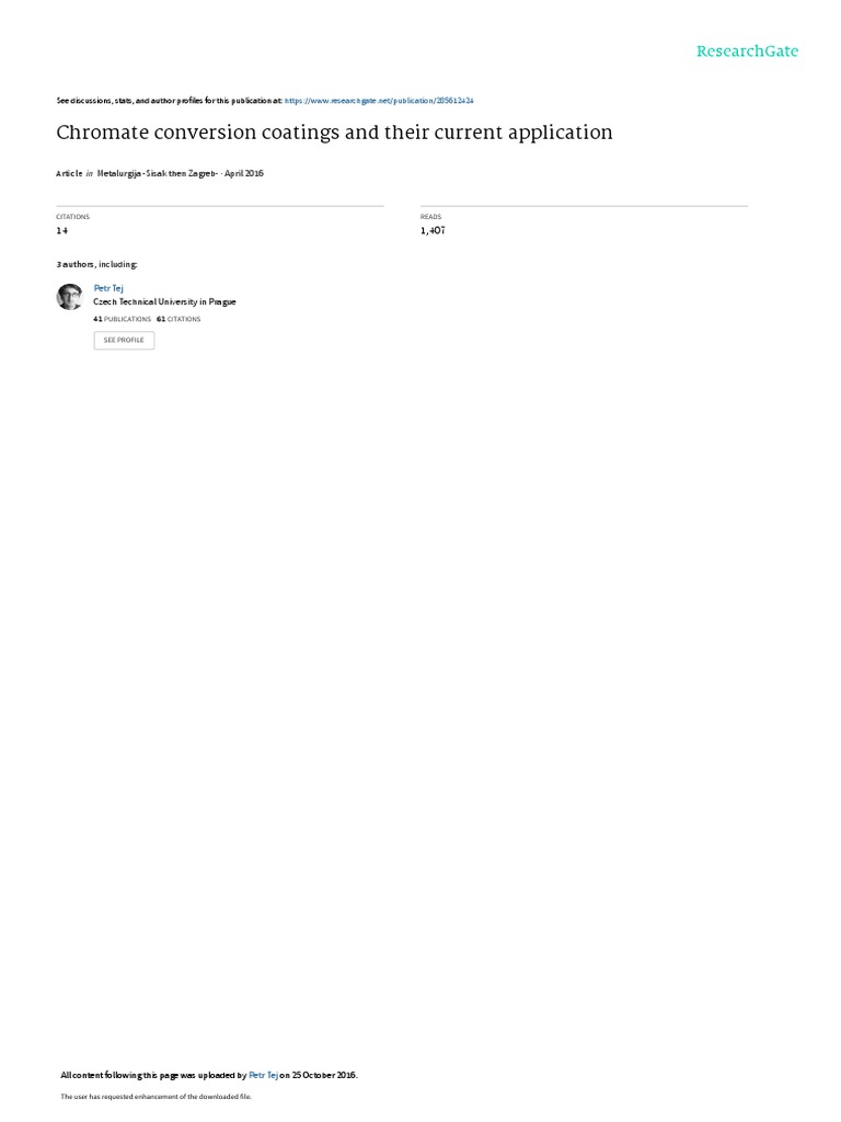 Chromate Conversion Coatings and Their Current App | PDF | Chromium ...