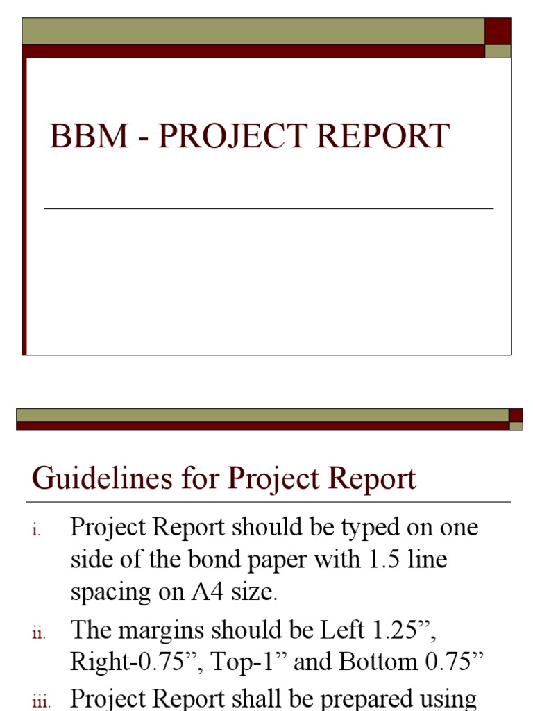 BBM Project Report Guidelines | PDF | Academic Degree | Diploma