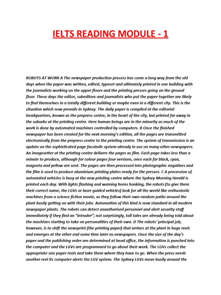 Ielts Reading Module 1 | Download Free PDF | Newspapers | Paper