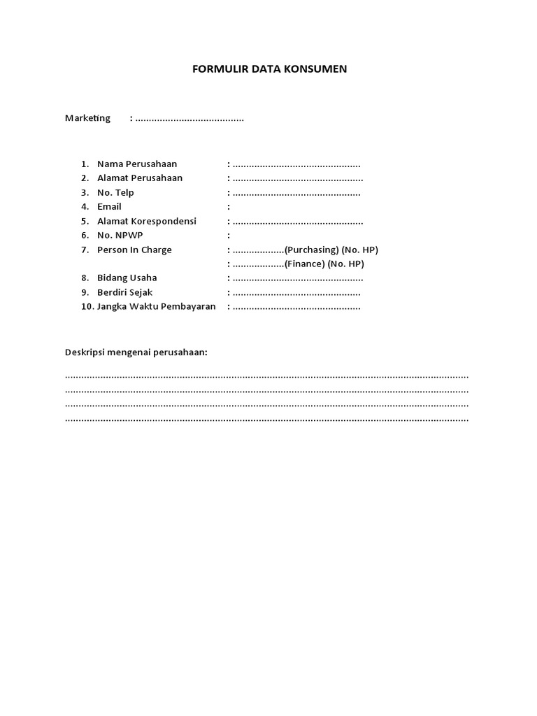 Data Form Konsumen | PDF
