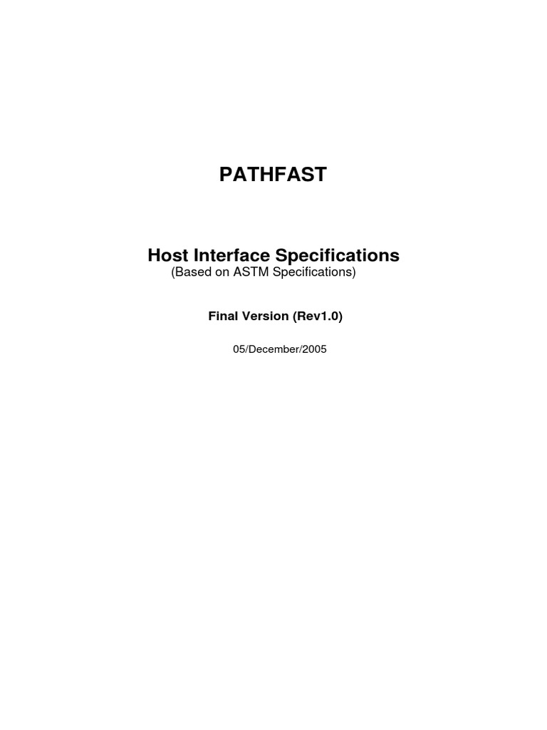Pathfast: Host Interface Specifications | PDF | Byte | Assay