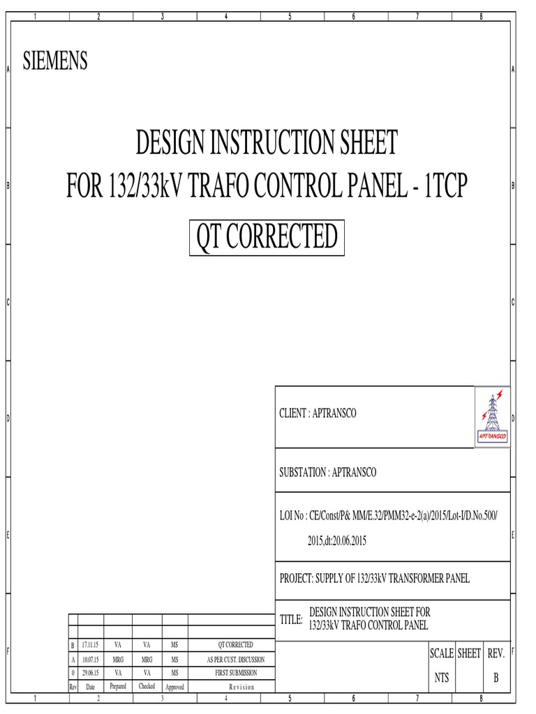 132-33KV SIEMENS TRAFO. CP DT 20.06.2015 | PDF | Electrical Wiring ...