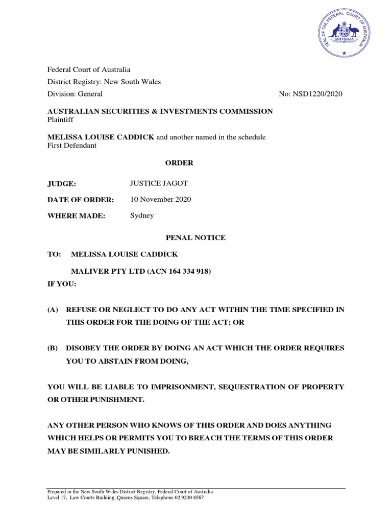 Federal Court of Australia District Registry: New South Wales Division ...