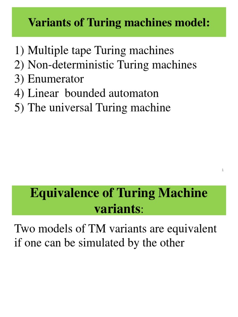 Variants of Turing Machines Model | PDF | Computational Science ...