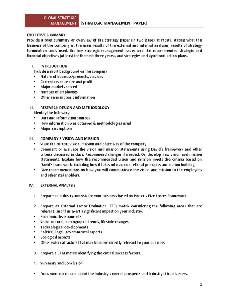 Strat Paper Format | PDF | Strategic Management | Evaluation