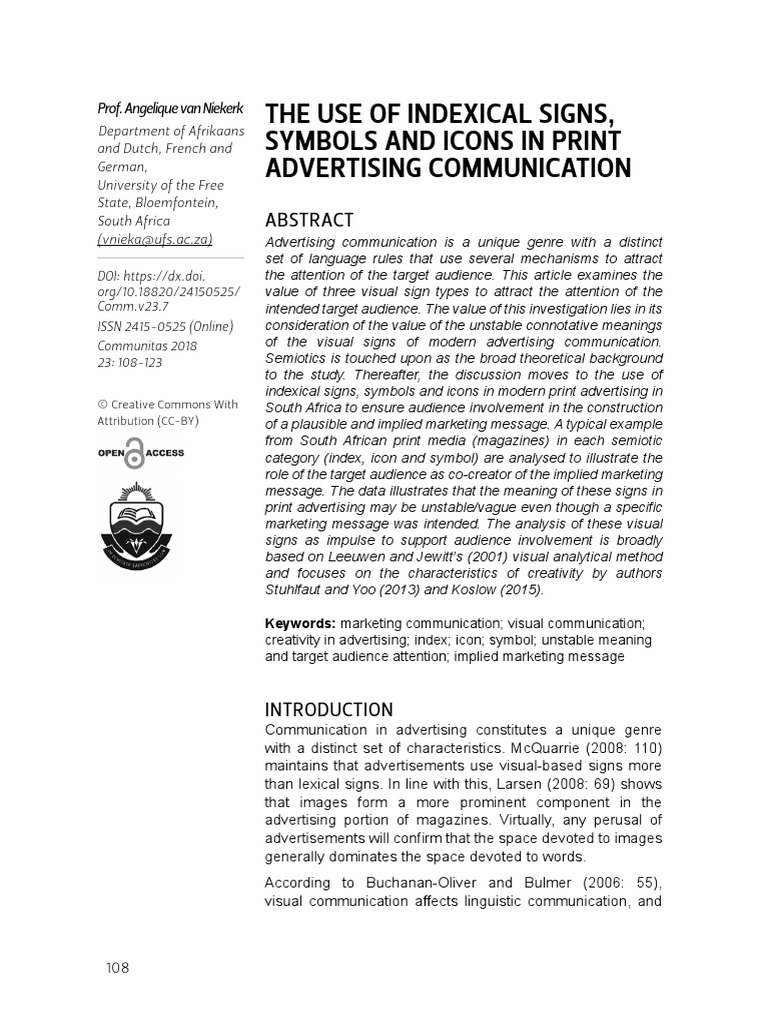 The Use of Indexical Signs, Symbols and Icons | Download Free PDF ...