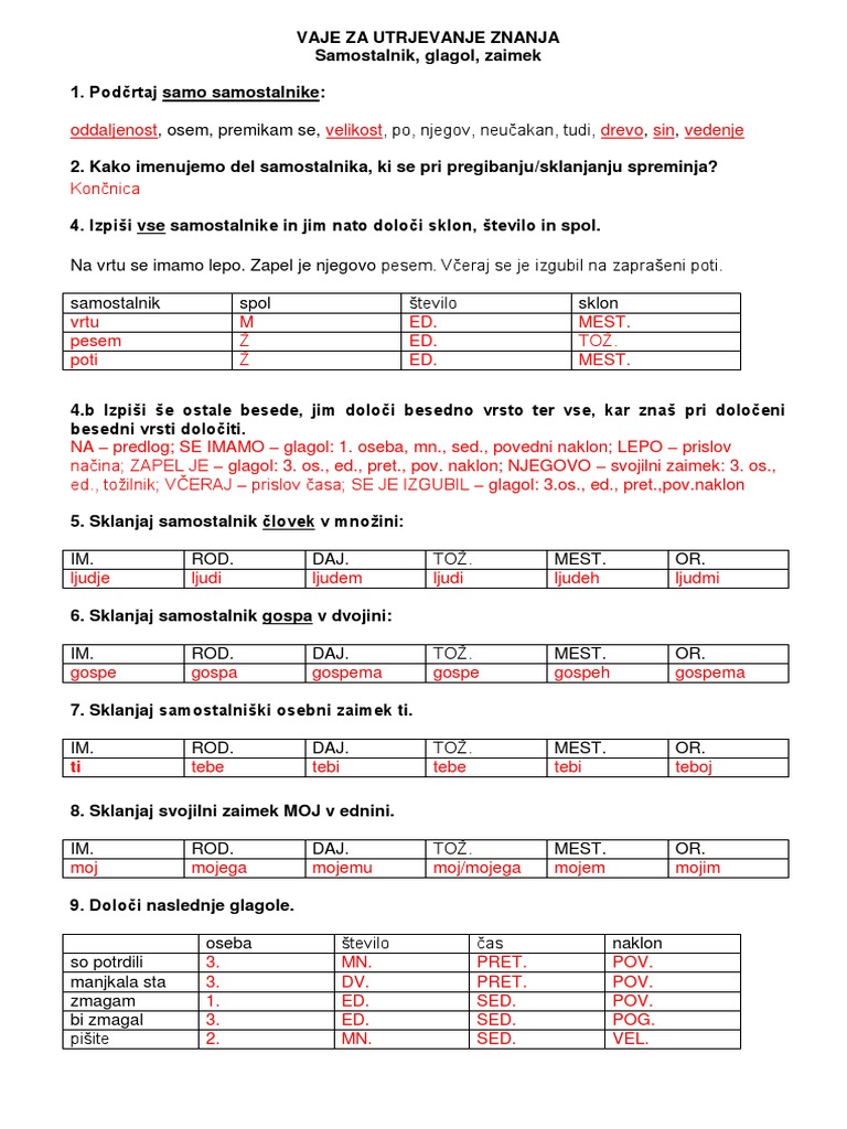 VAJE-ZA-UTRJEVANJE_rešitve | PDF