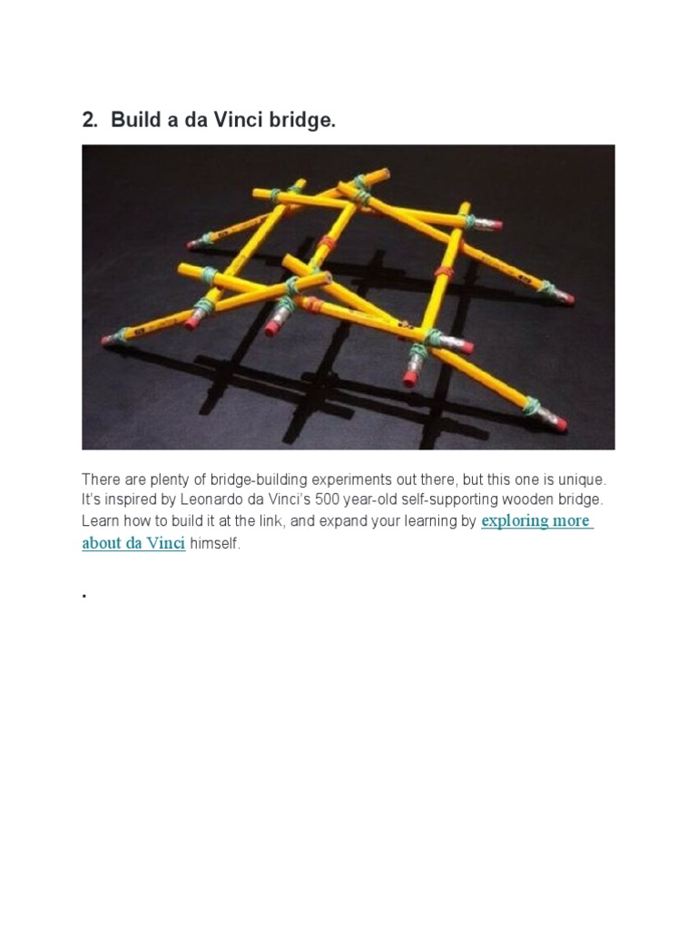 Build a Da Vinci Self-Supporting Bridge | PDF | Home & Garden | Art