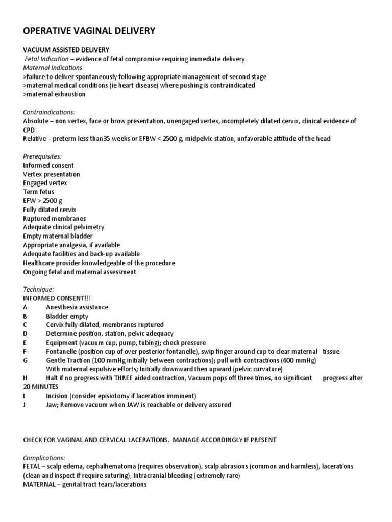 Operative Vaginal Delivery | PDF | Childbirth | Vagina