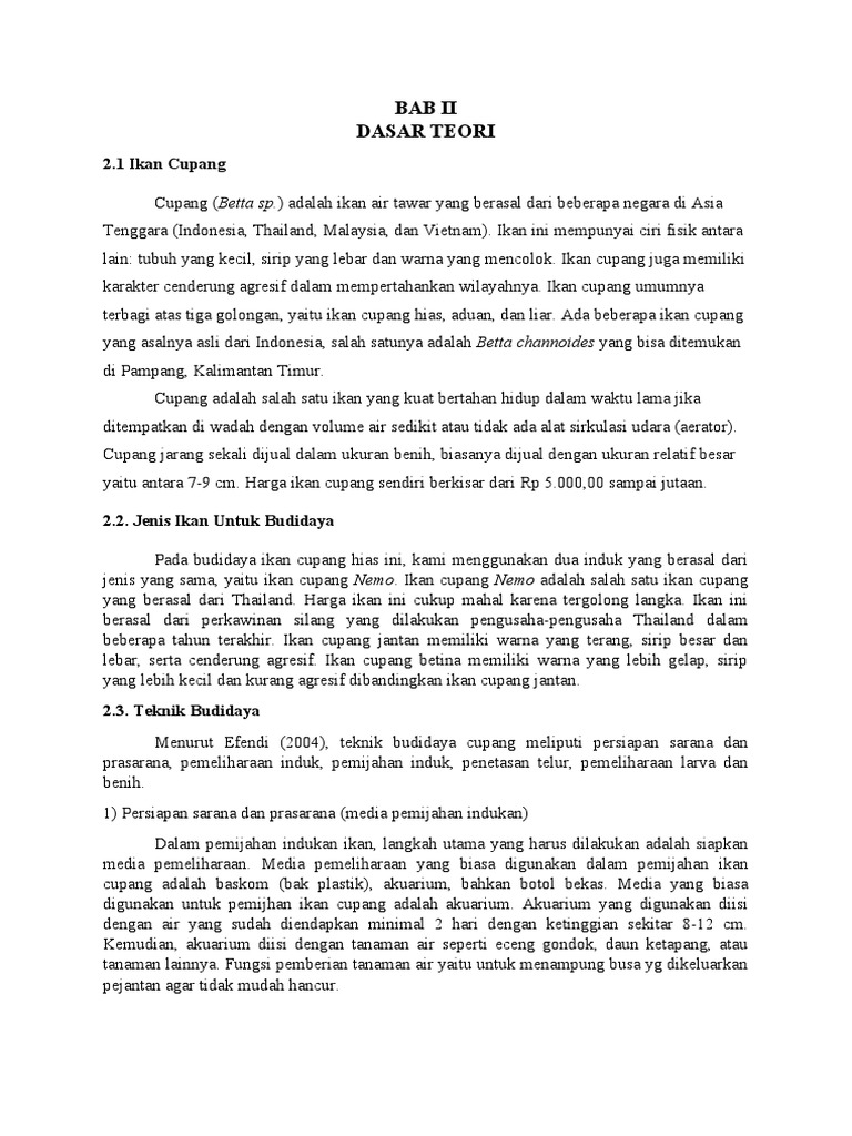 Bab 2,3,4 Laporan Ikan Cupang | PDF