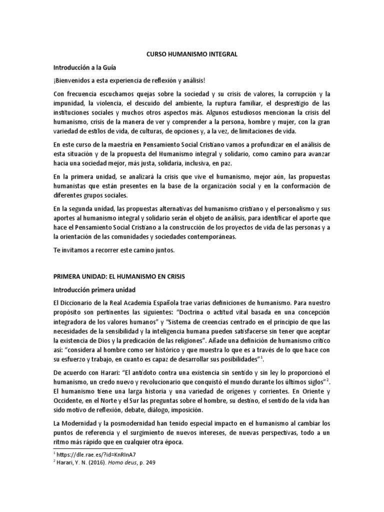 Guion Humanismo Integral | PDF | Ensayos | Humanismo