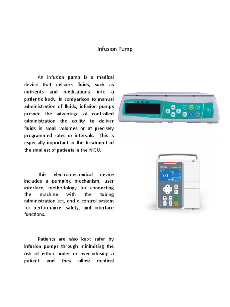 Infusion Pump | PDF | Intravenous Therapy | Pump