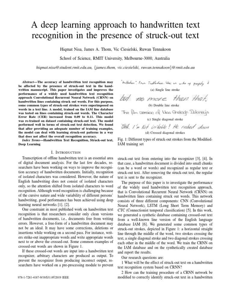 A Deep Learning Approach To Handwritten Text Recognition in The ...