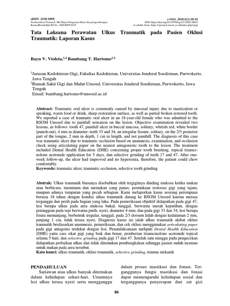 Tatalaksana Ulkus Traumatik | PDF