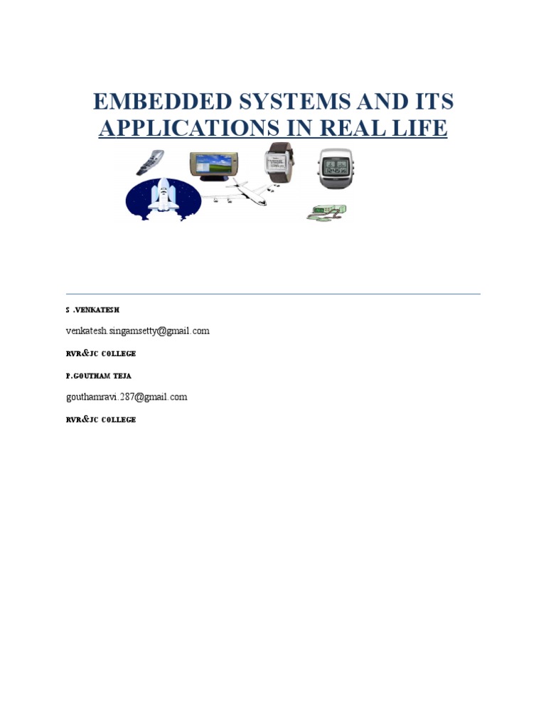 Embedded Systems and Its A Pplications in Real Life: S Venkatesh | PDF ...