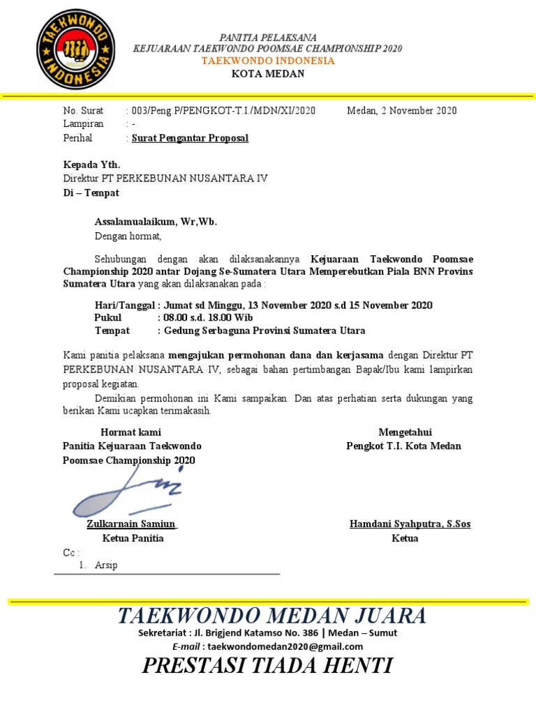 Surat Pengantar Proposal PTPN IV | PDF