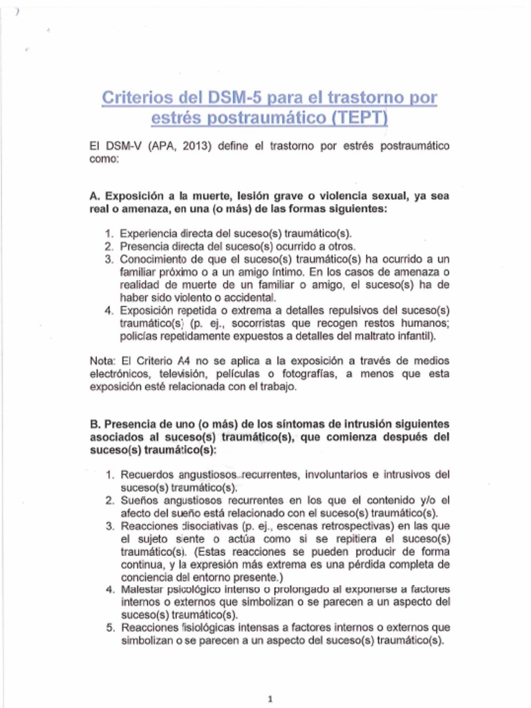 Criterios Dsm-5 Tept | PDF