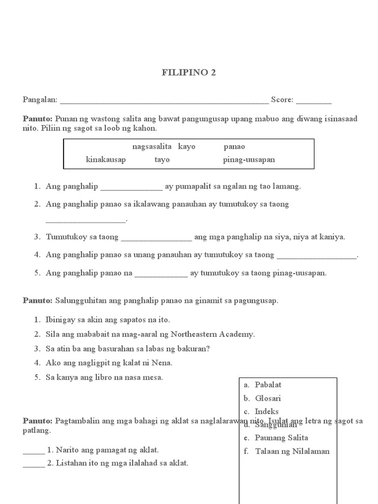 2nd Assessment FIL 2 | PDF