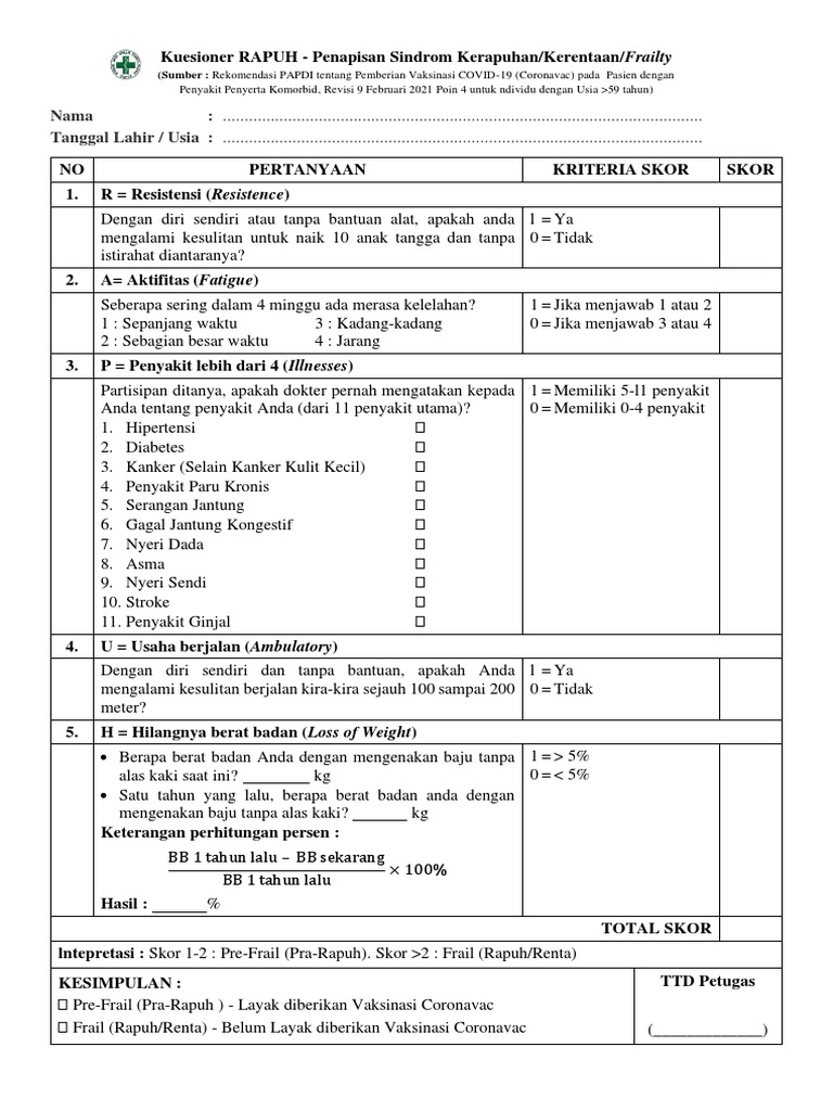Kuesioner RAPUH | PDF