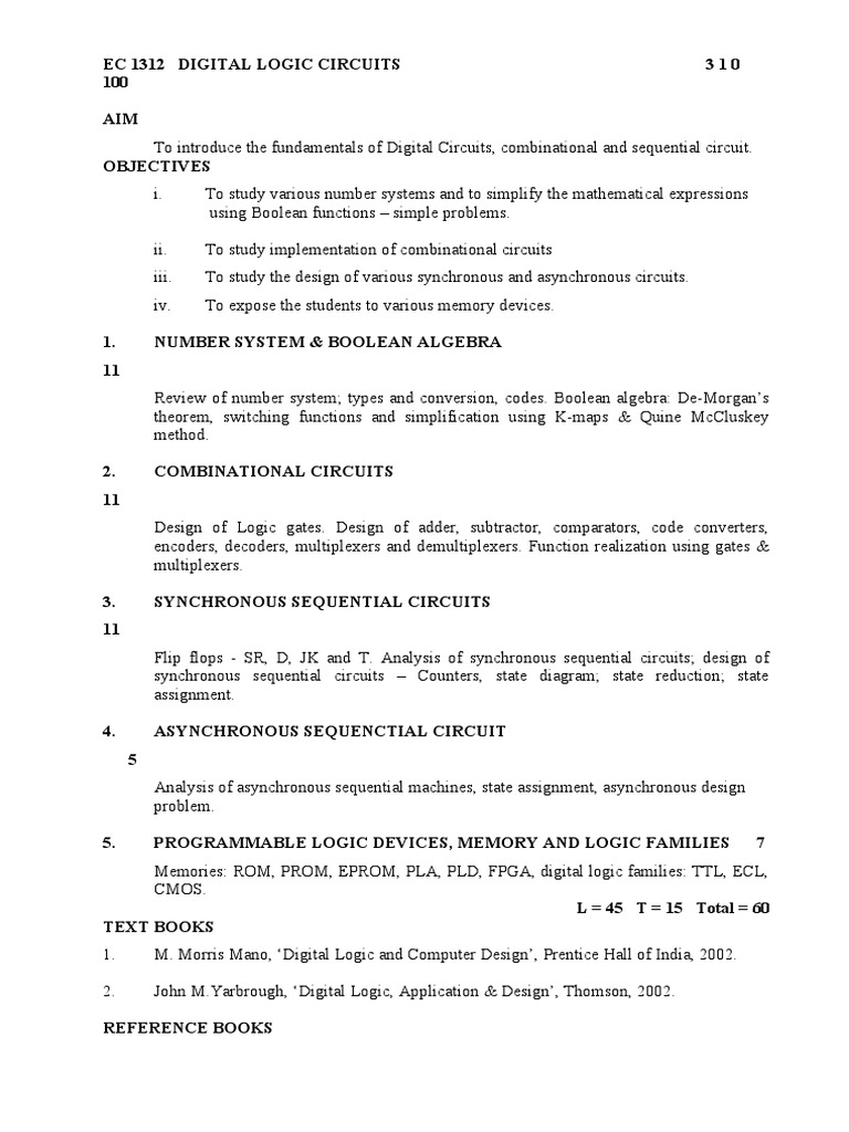 EC1312 & EC1362 Syllabus | PDF | Logic Gate | Microcontroller