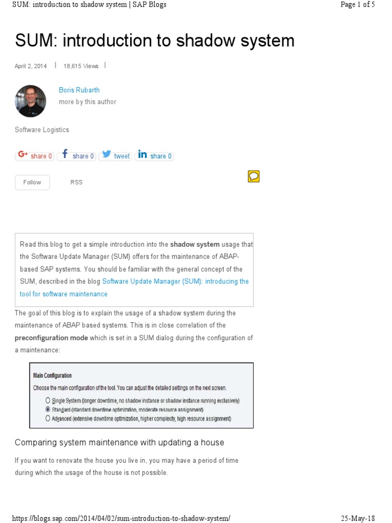 SUM - Introduction To Shadow System - SAP Blogs | PDF | Computer ...