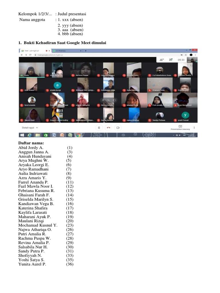 Contoh Lampiran Bukti KBM | PDF