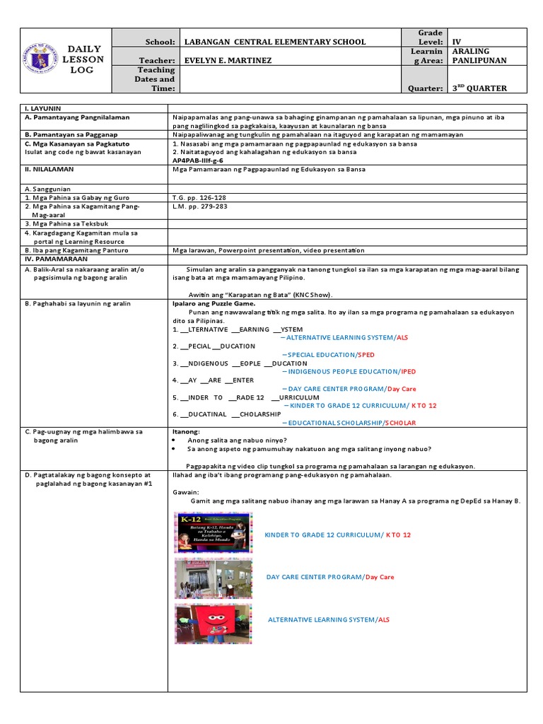 Cot DLL 3RD Quarter-Arpan | PDF