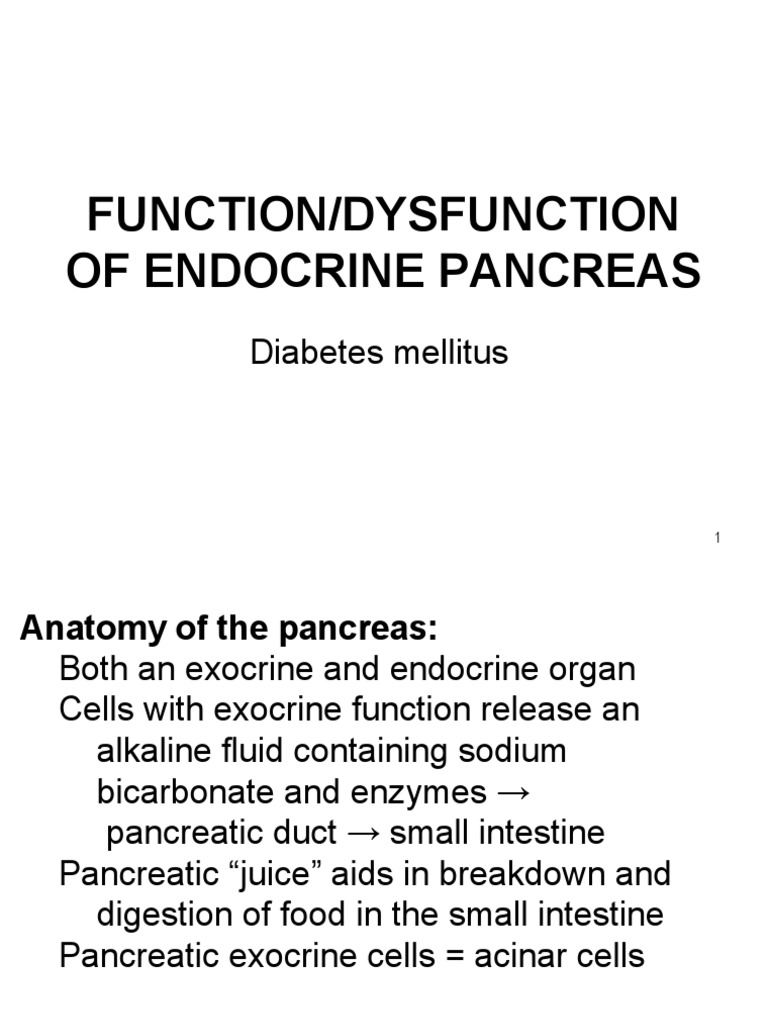 Function/Dysfunction of Endocrine Pancreas: Diabetes Mellitus | PDF ...