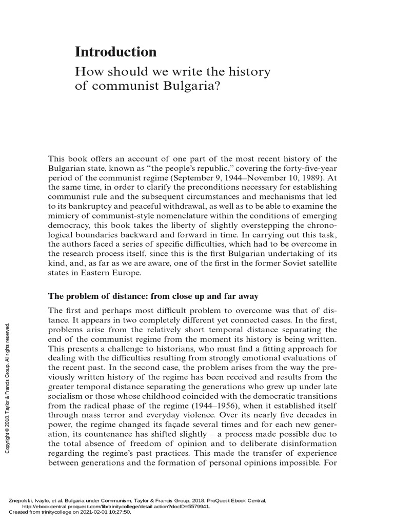 Introduction (How Should We Write The History of Communist Bulgaria ...