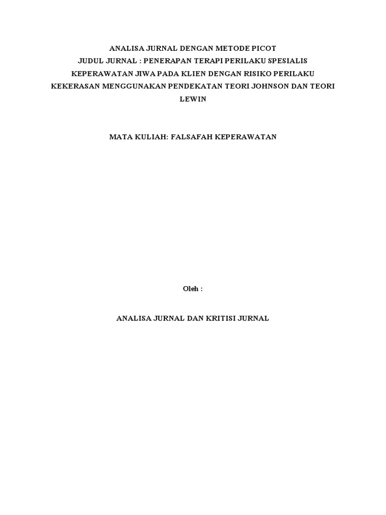 Analisa Jurnal Dengan Metode Picot | PDF