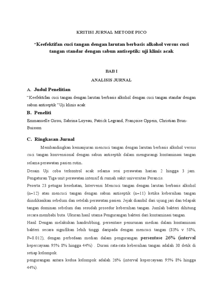 Analisis Jurnal Metode Pico | PDF | Pengembangan Diri | Kesehatan Holistik