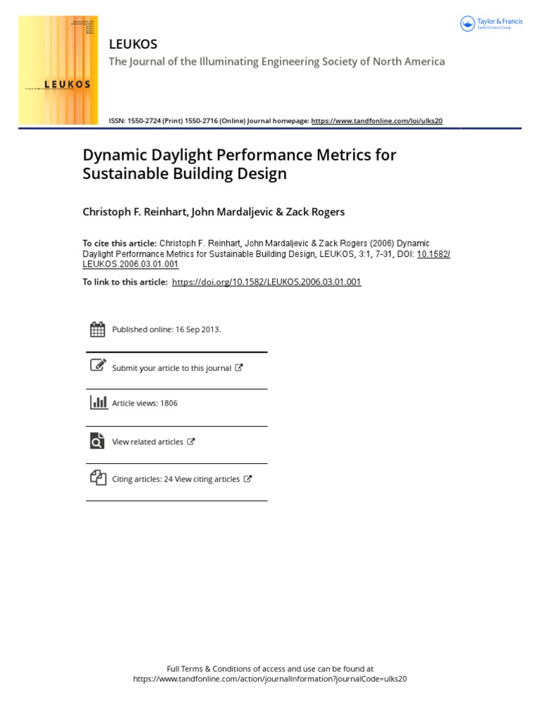 Dynamic Daylight Performance Metrics For Sustainable Building Design ...