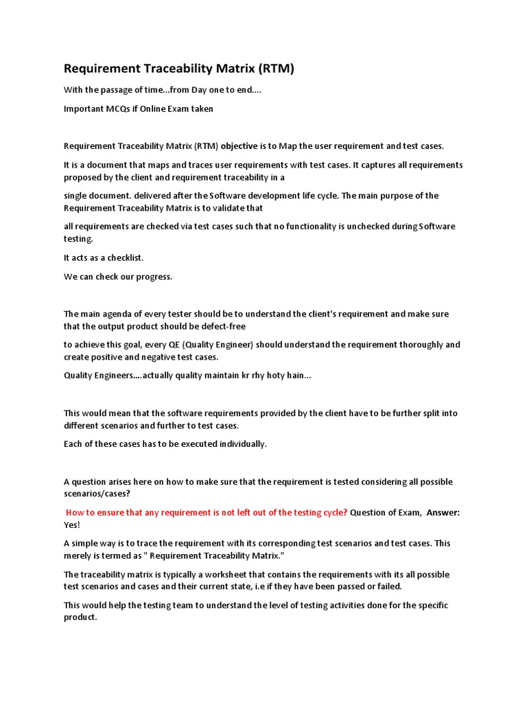 Requirement Traceability Matrix & CMM | PDF | Software Release Life ...