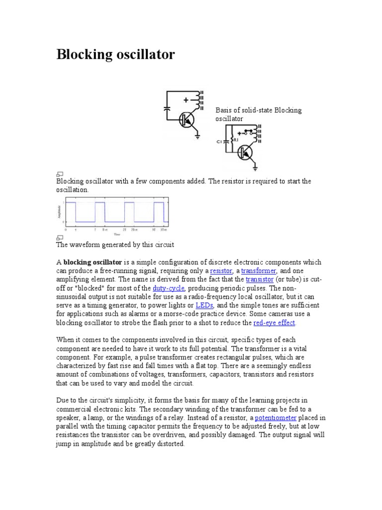Blocking Oscillator: Resistor Transformer Transistor Duty-Cycle Leds ...