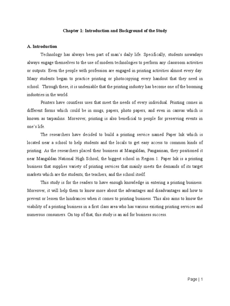 Chapter 1: Introduction and Background of The Study: Page - 1 | PDF ...