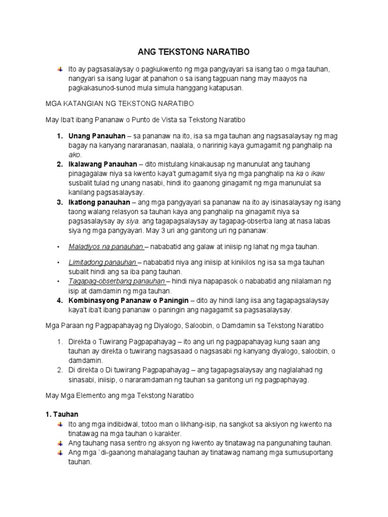 Ang Tekstong Naratibo | PDF