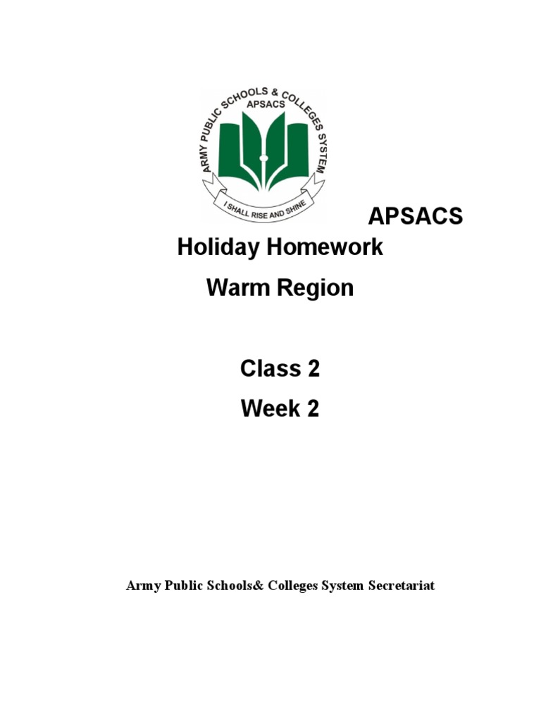 APSACS Holiday Homework | PDF | Homework | Teaching