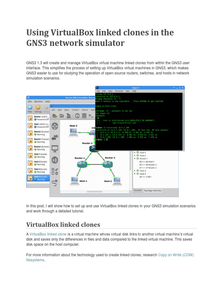 VirtualBox Linked Clones in GNS3 | PDF | Virtual Machine | File System