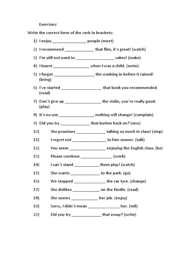 Verb Plus Gerund or Infinitive Information Gap Activities - 133026 | PDF