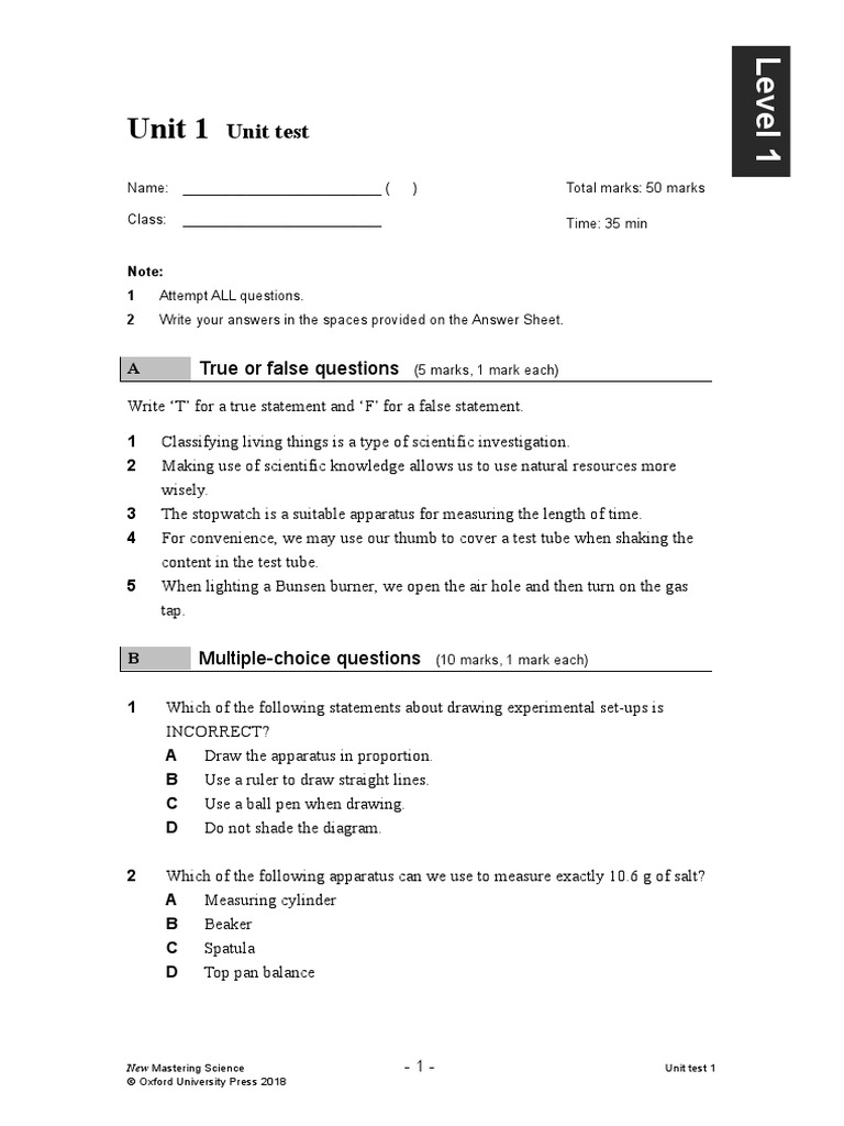 Unit Test | PDF | Scientific Method | Laboratories