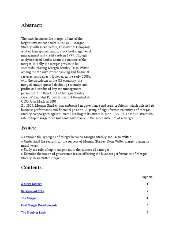The Morgan Stanley | PDF | Morgan Stanley | Mergers And Acquisitions