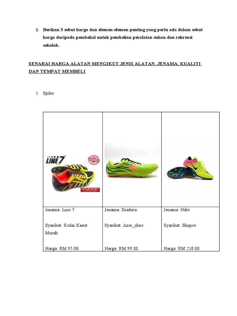 Pembelian Alatan Lari Pecut | PDF