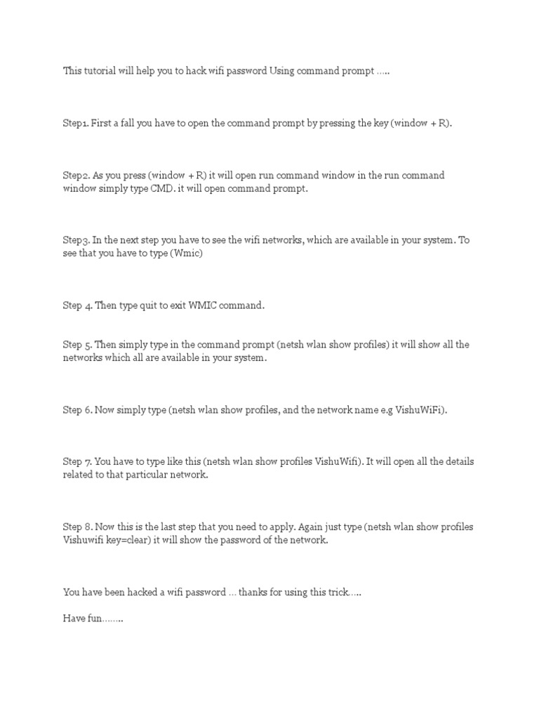 This Tutorial Will Help You To Hack Wifi Password Using Command Prompt ...