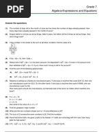 Grade 7 Exponents and Powers: Answer The Questions | PDF ...