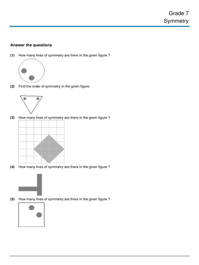 Grade 7 Symmetry: Answer The Questions | PDF
