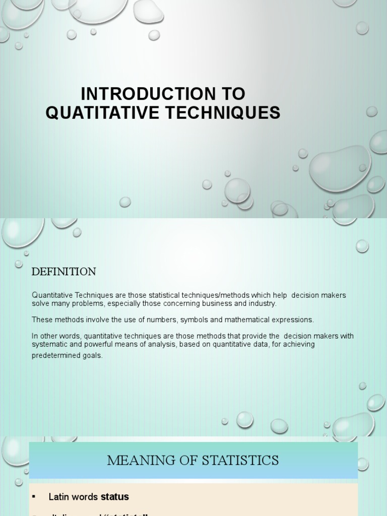 Introduction To Quantitative Techniques | PDF | Career & Growth