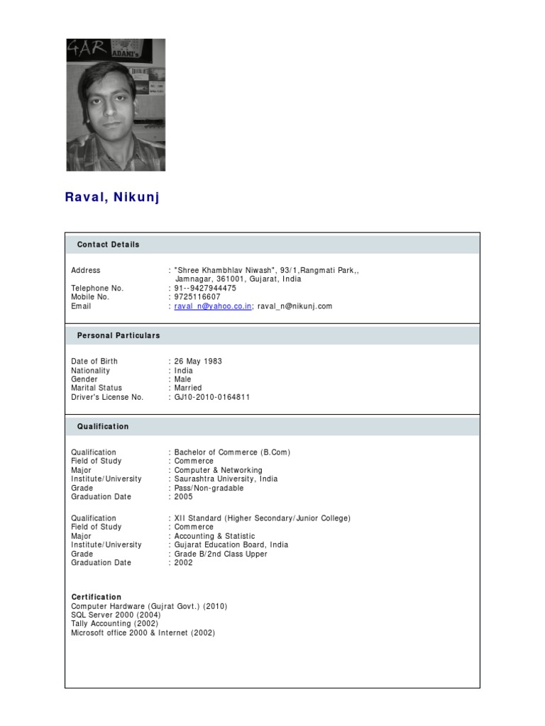 Nikunj Raval New | PDF | Accounting | Gujarat